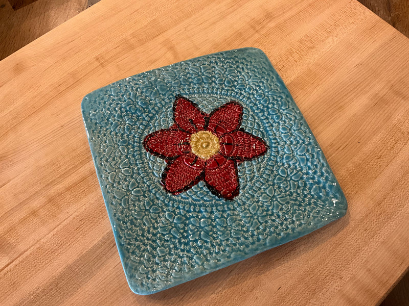 Small square flower platter – Shiner Bluestem